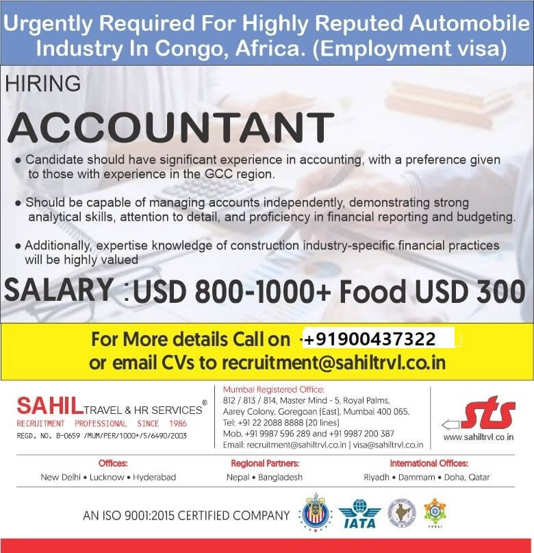 Get all the Job Postings of Employer SAHIL TRAVEL SERVICE from India