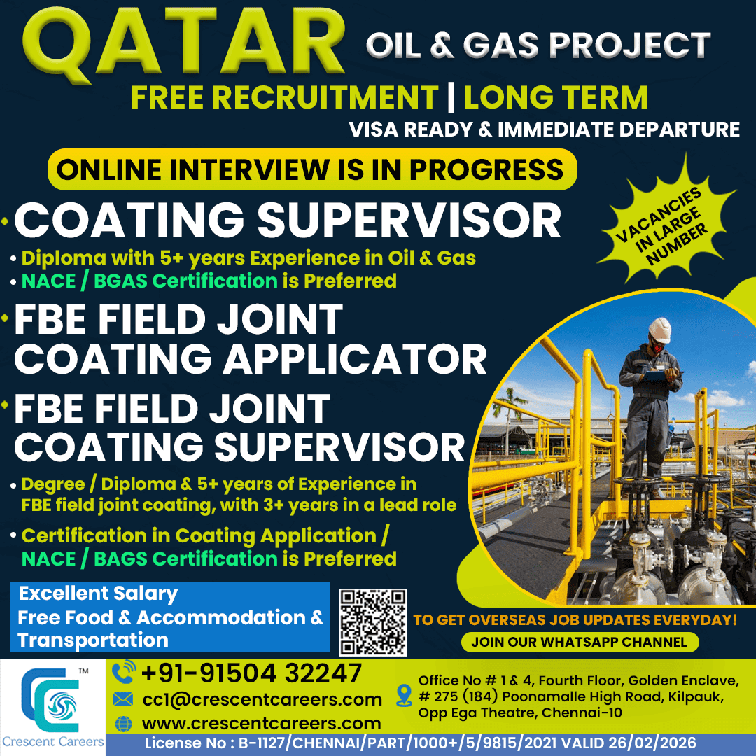 COATING SUPERVISOR / FBE FIELD JOINT COATING APPLICATOR / FBE FIELD ...