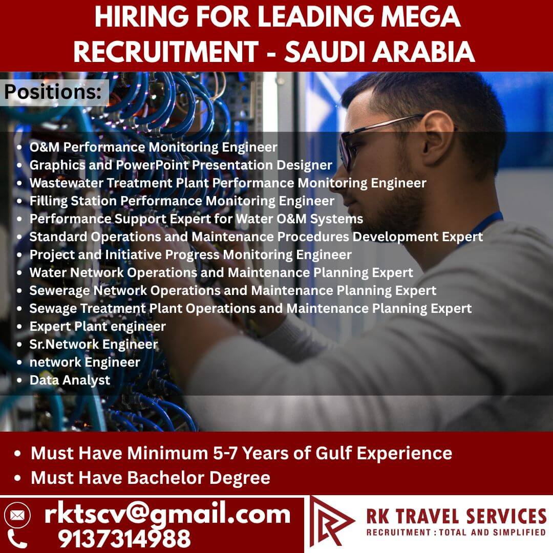 HIRING FOR LEADING MEGA RECRUITMENT - SAUDI ARABIA