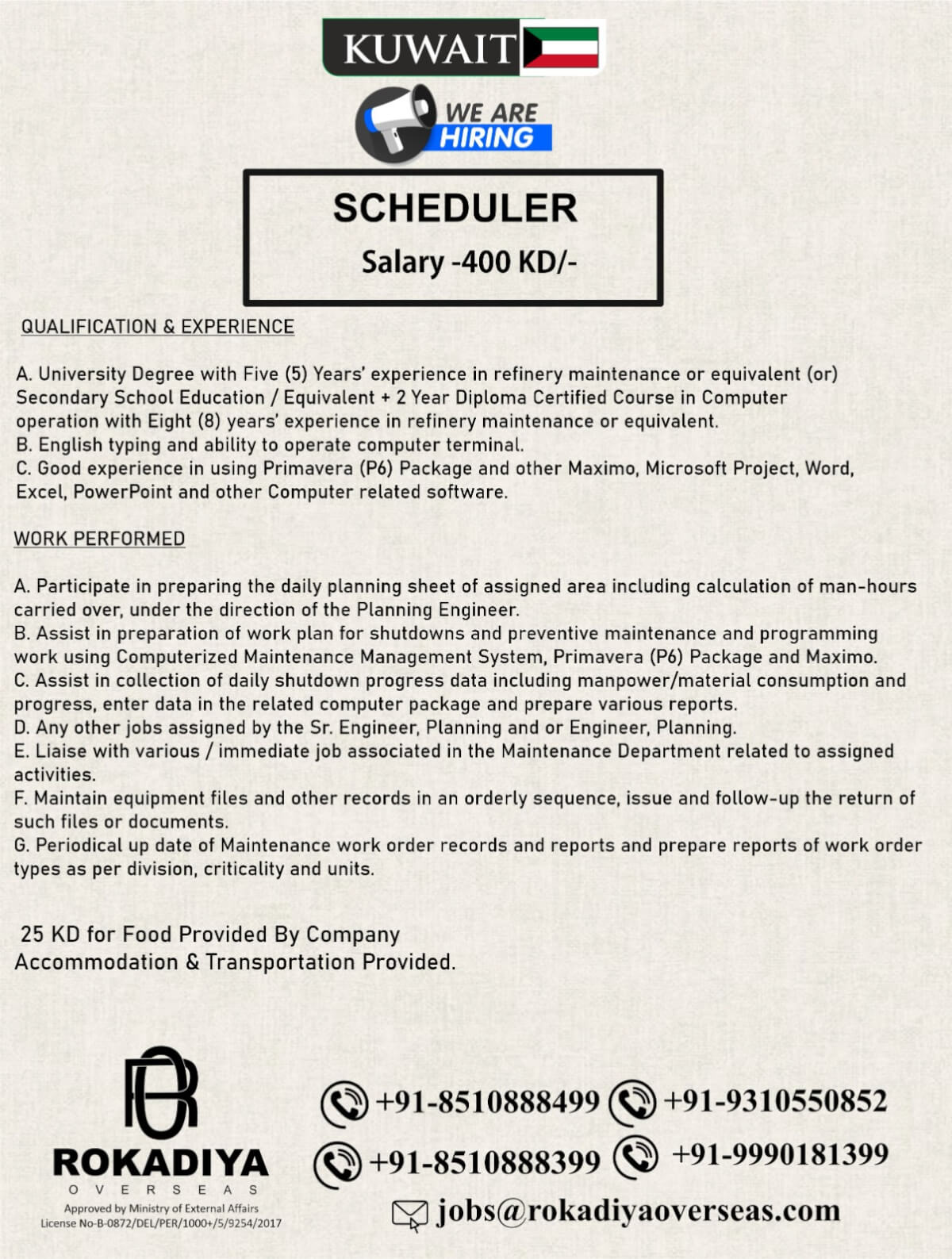 HIRING FOR LEADING iNFRASTRUCTURE COMPANY IN KSA