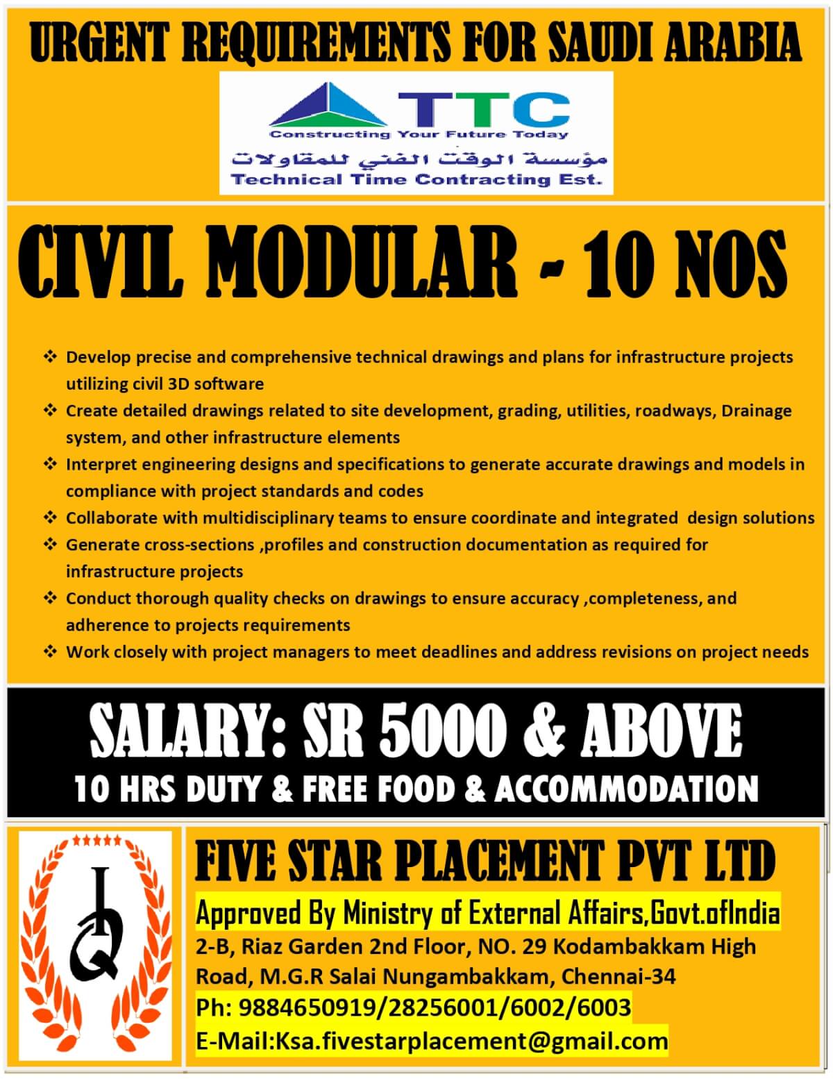 URGENT REQUIREMENT FOR SAUDI ARABIA